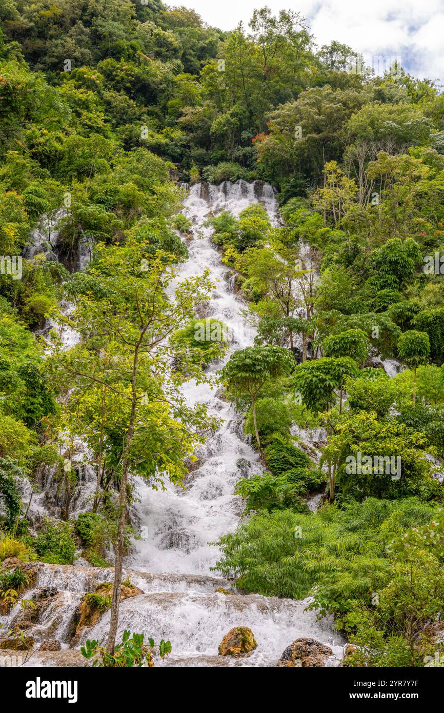 Tall waterfall in Xiaoqikong scenic spot, Libo County, Guizhou Province ...
