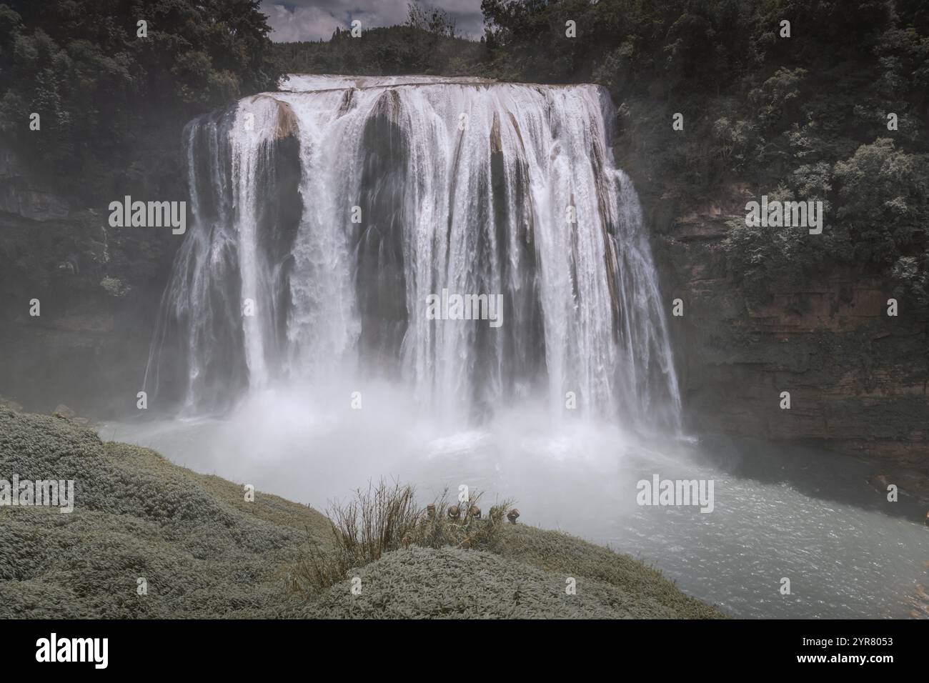 Huangguoshu Waterfall is located on the Baishui River in Guizhou ...