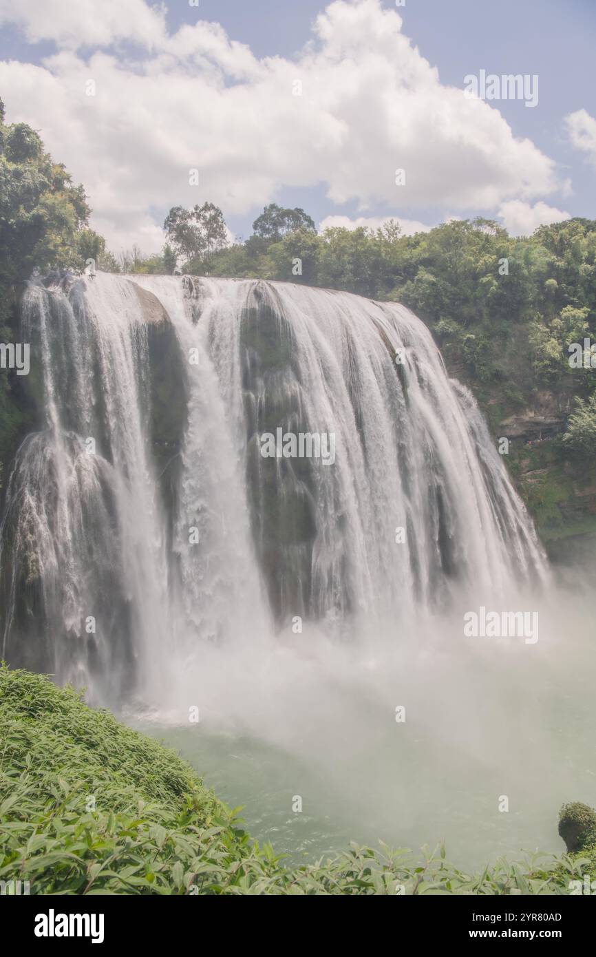 Huangguoshu Waterfall, biggest waterfall in China, blue summer sky ...