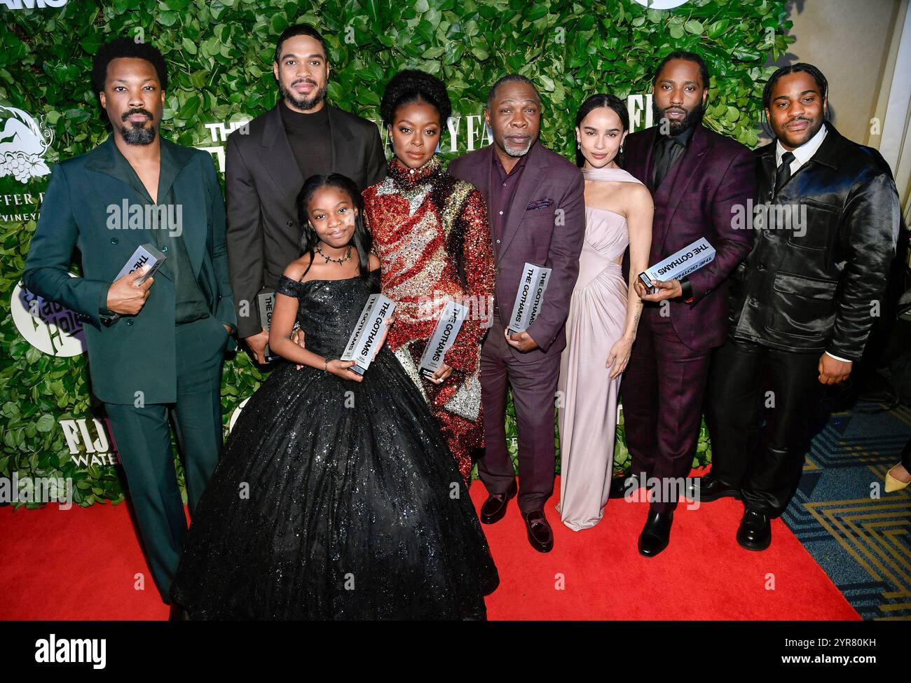 Actors Corey Hawkins, from left, Ray Fisher, Skylar Aleece Smith ...