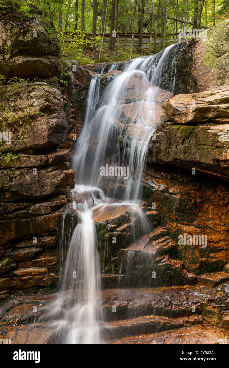 Long exposure Cascading waterfall at Flume Gorge in the Franconia Notch ...