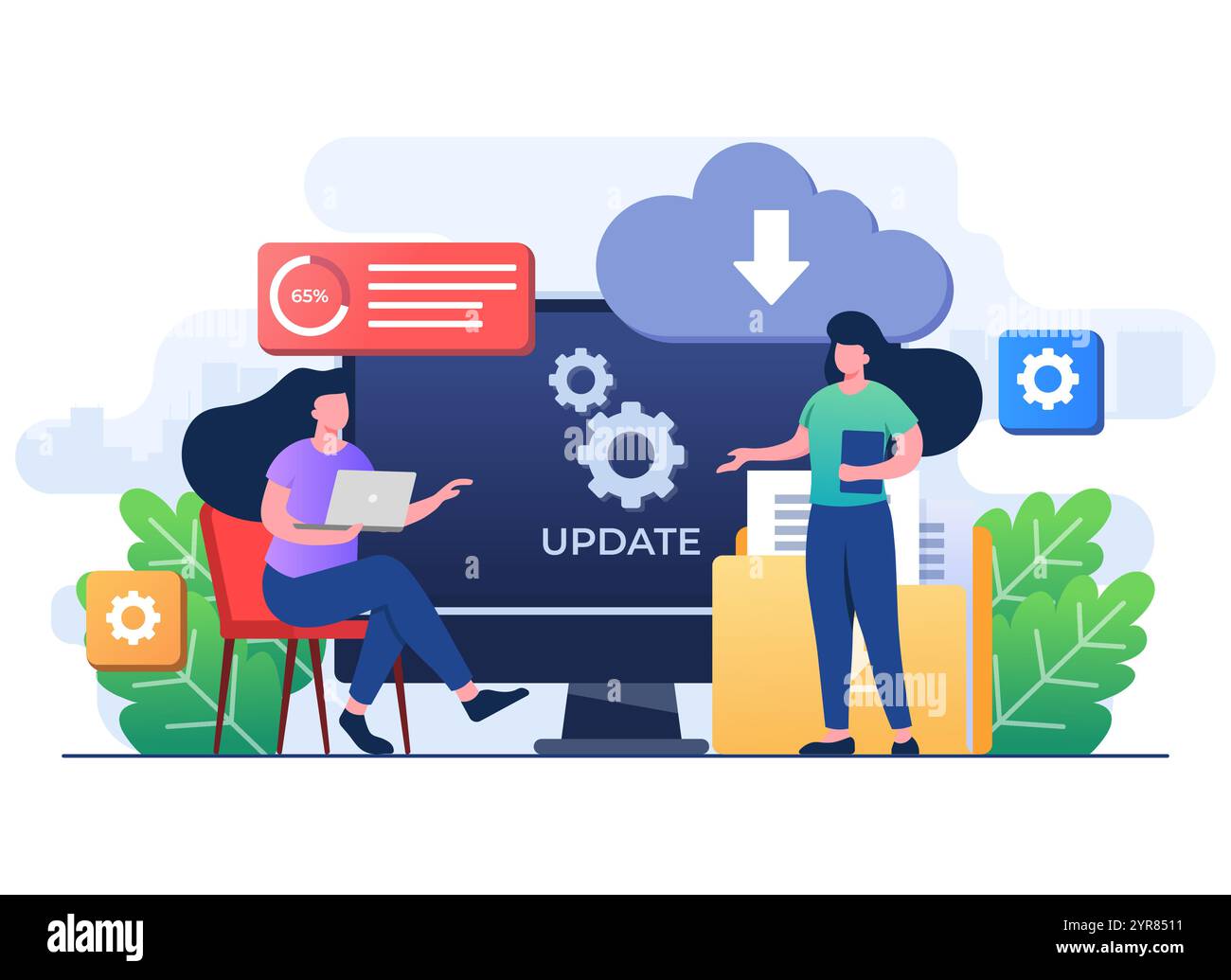 Upgrading operating system flat illustration, System update, System ... Upgrading operating system flat illustration, System update, System ...