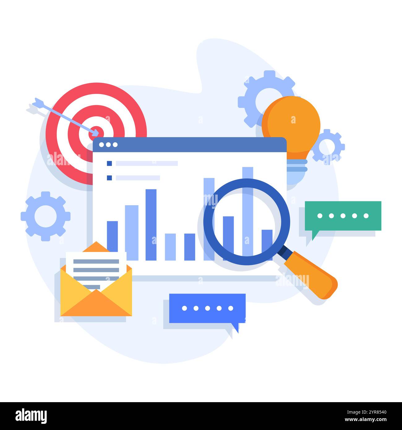 Business performance data analysis flat illustration concept, Search ... Business performance data analysis flat illustration concept, Search ...