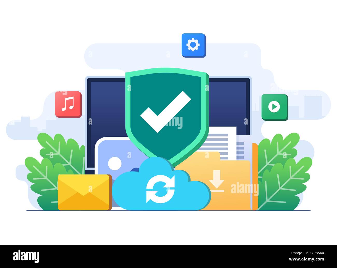 Cloud Computing And Database Service Synchronize Data Secure File