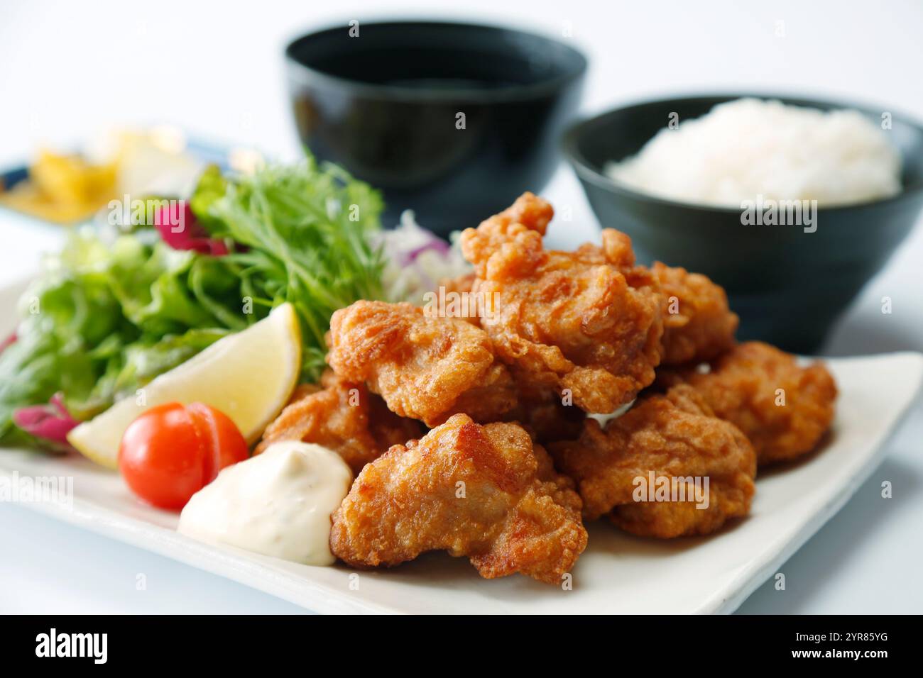 Karaage set meal Stock Photo - Alamy