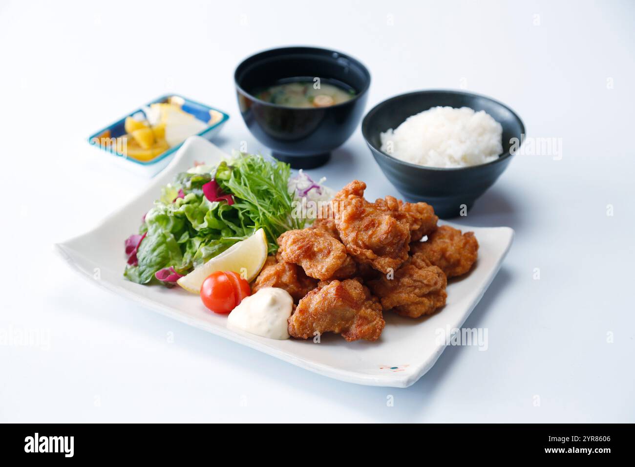 Karaage set meal Stock Photo - Alamy