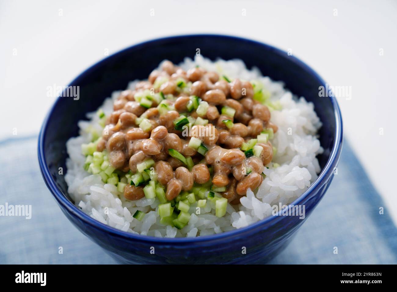 Rice with natto and cucumber Stock Photo - Alamy
