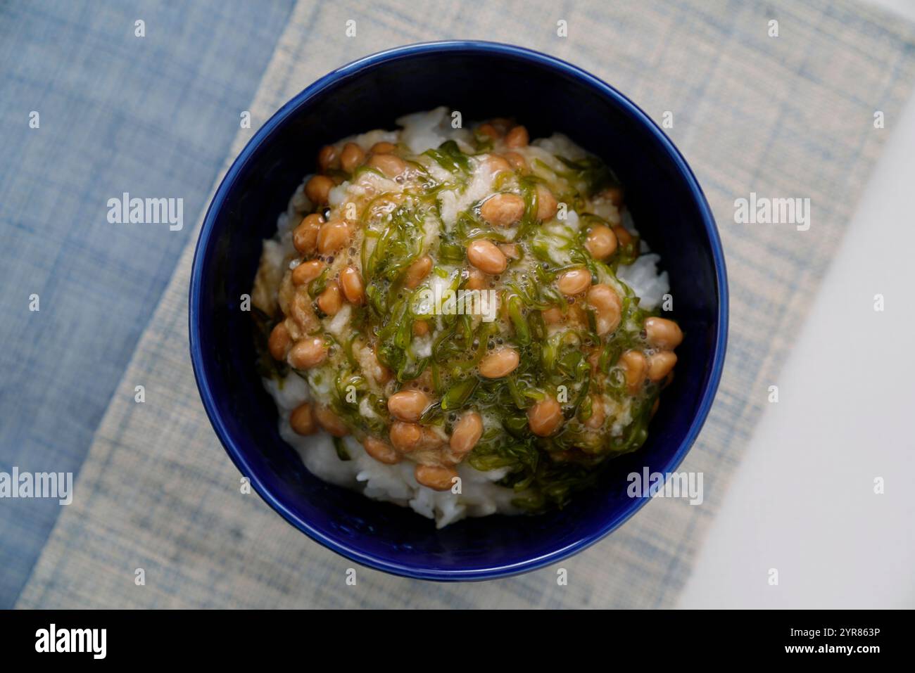 Rice with natto and turnip, seen from above Stock Photo - Alamy