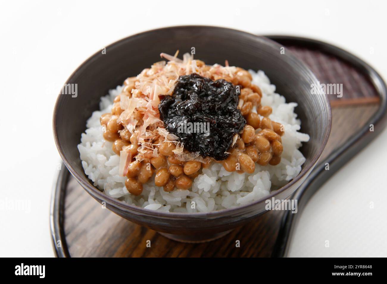Natto and nori rice with bonito flakes Stock Photo - Alamy