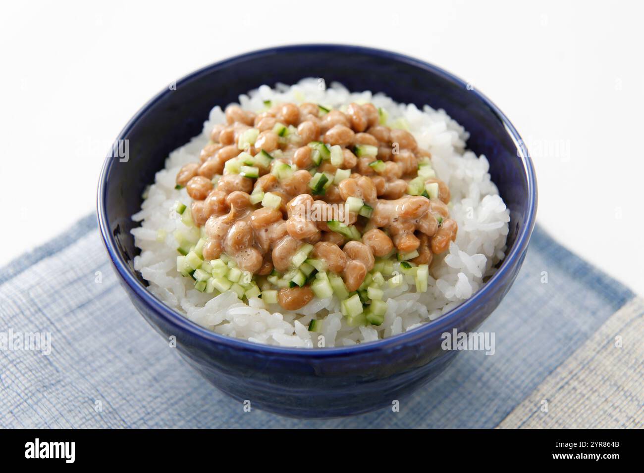 Rice with natto and cucumber Stock Photo - Alamy