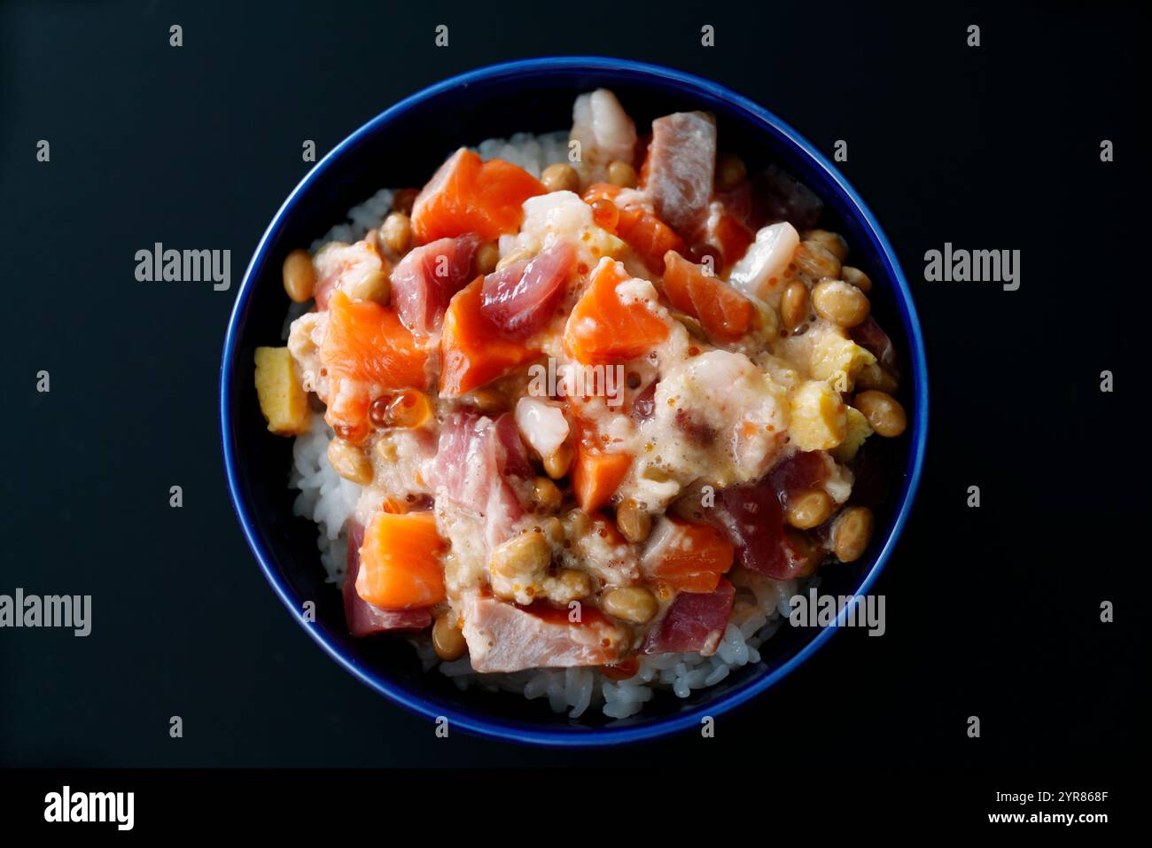 Kaisen nagaimo and natto donburi seen from above Stock Photo - Alamy
