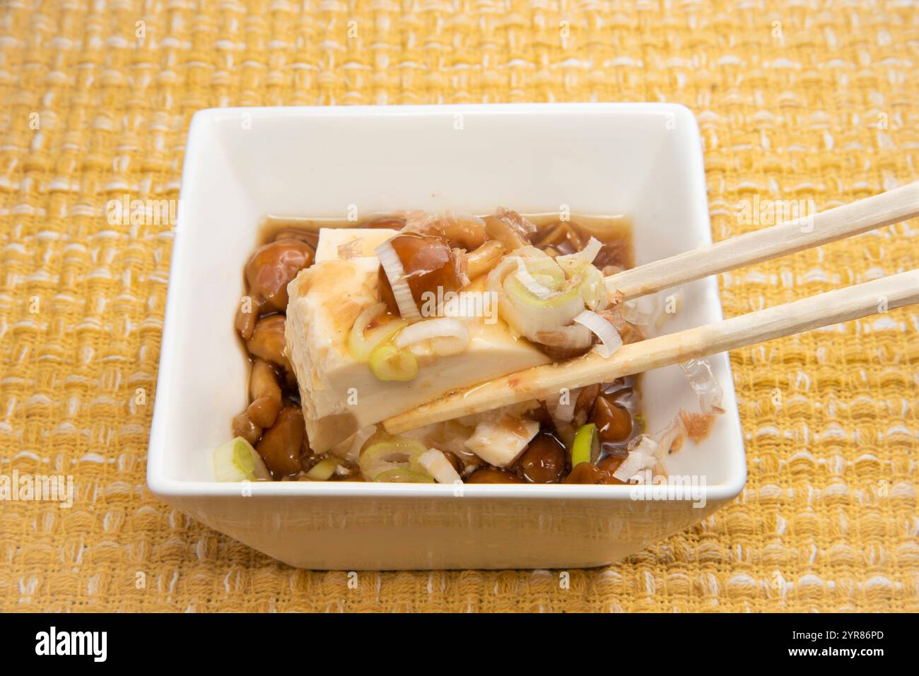 Chilled tofu with nameko mushroom starchy sauce Stock Photo - Alamy