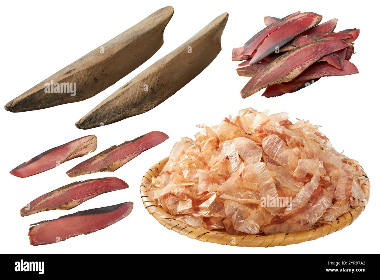 Set of dried bonito flakes with white background Stock Photo - Alamy
