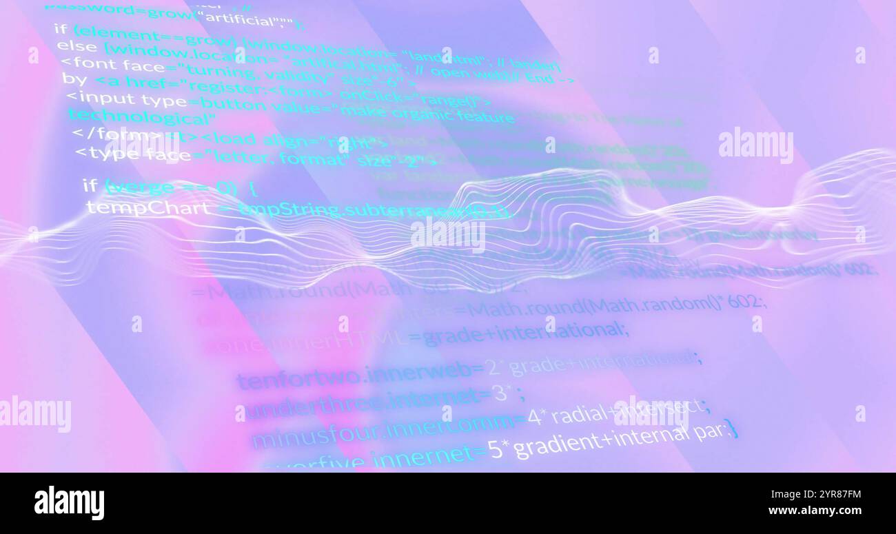 Programming code and data wave image over abstract purple background Stock Photo - Alamy