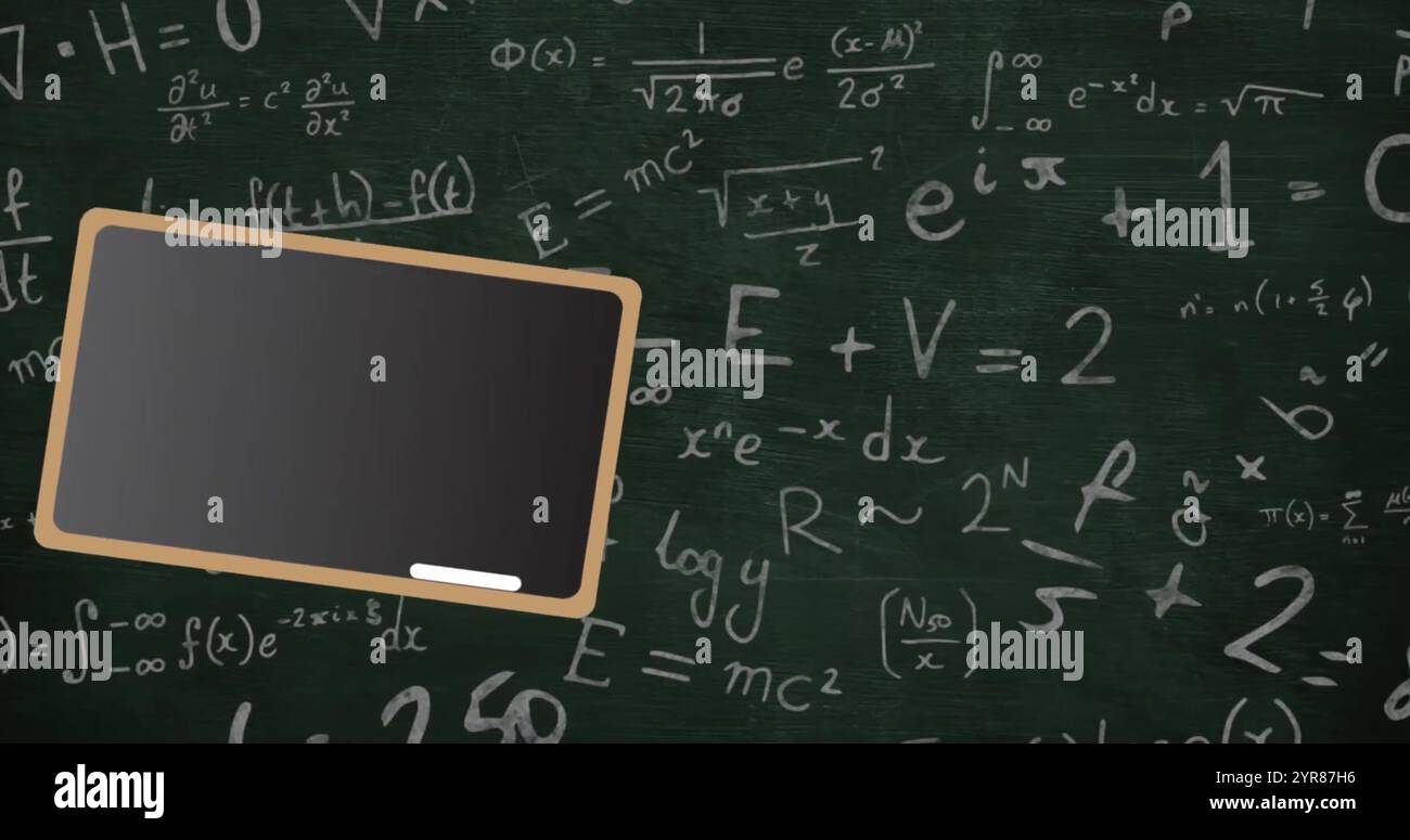 Image of school board icon over mathematical equations Stock Photo - Alamy