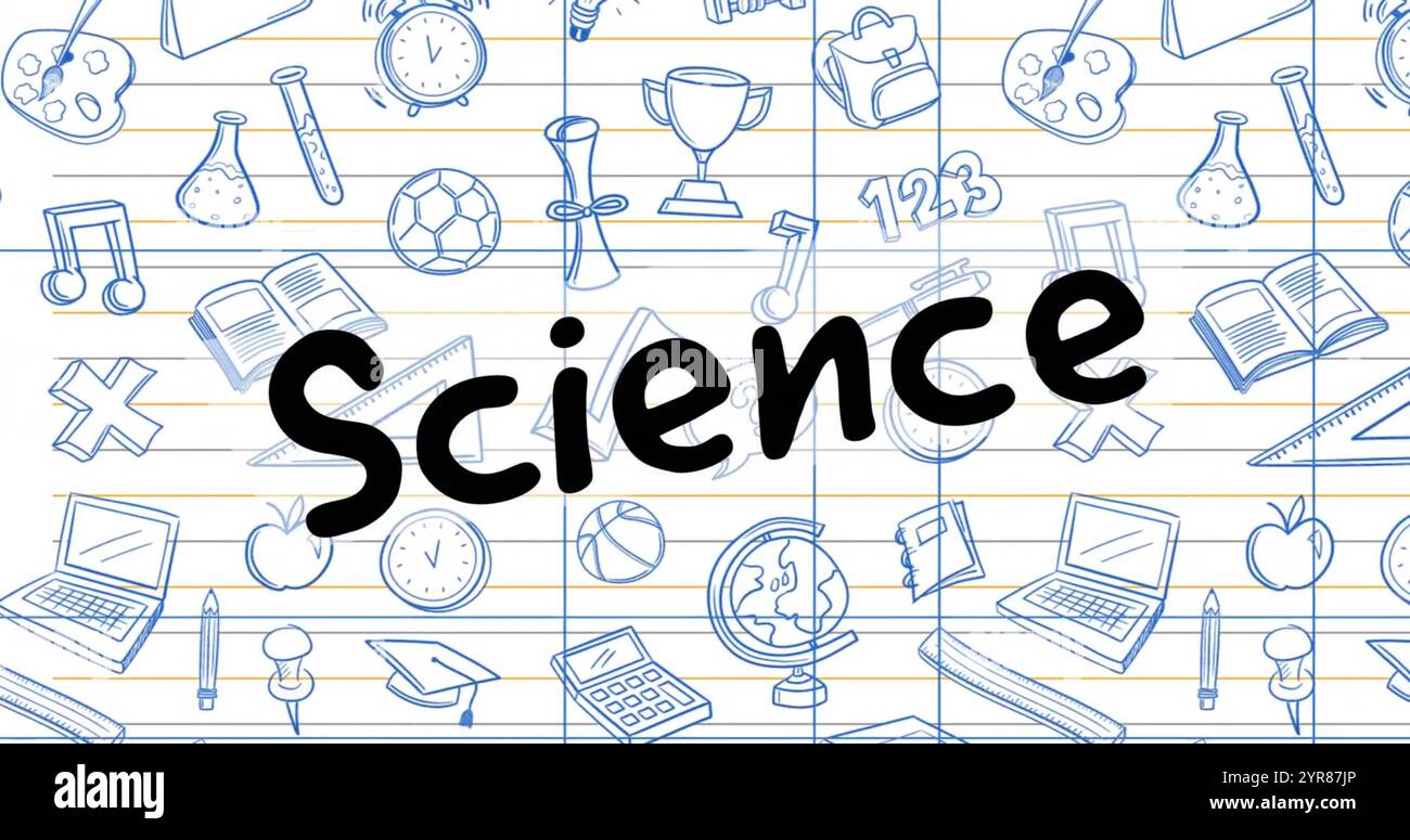 Image of science text over school icons Stock Photo - Alamy