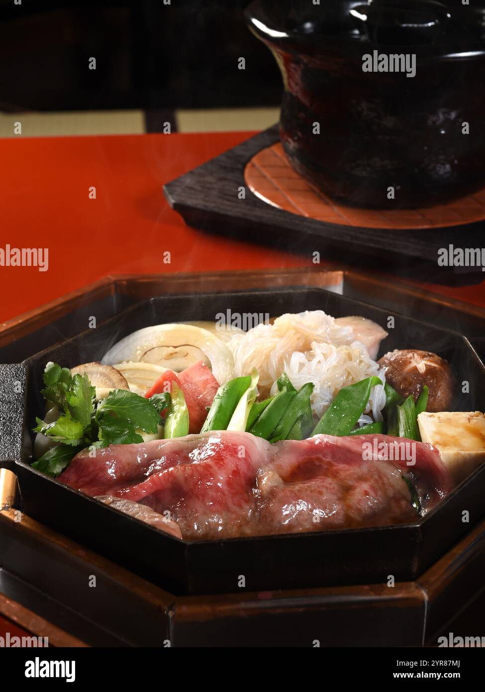 Japanese meal Sukiyaki of Japanese Kuroge Wagyu Beef Stock Photo - Alamy