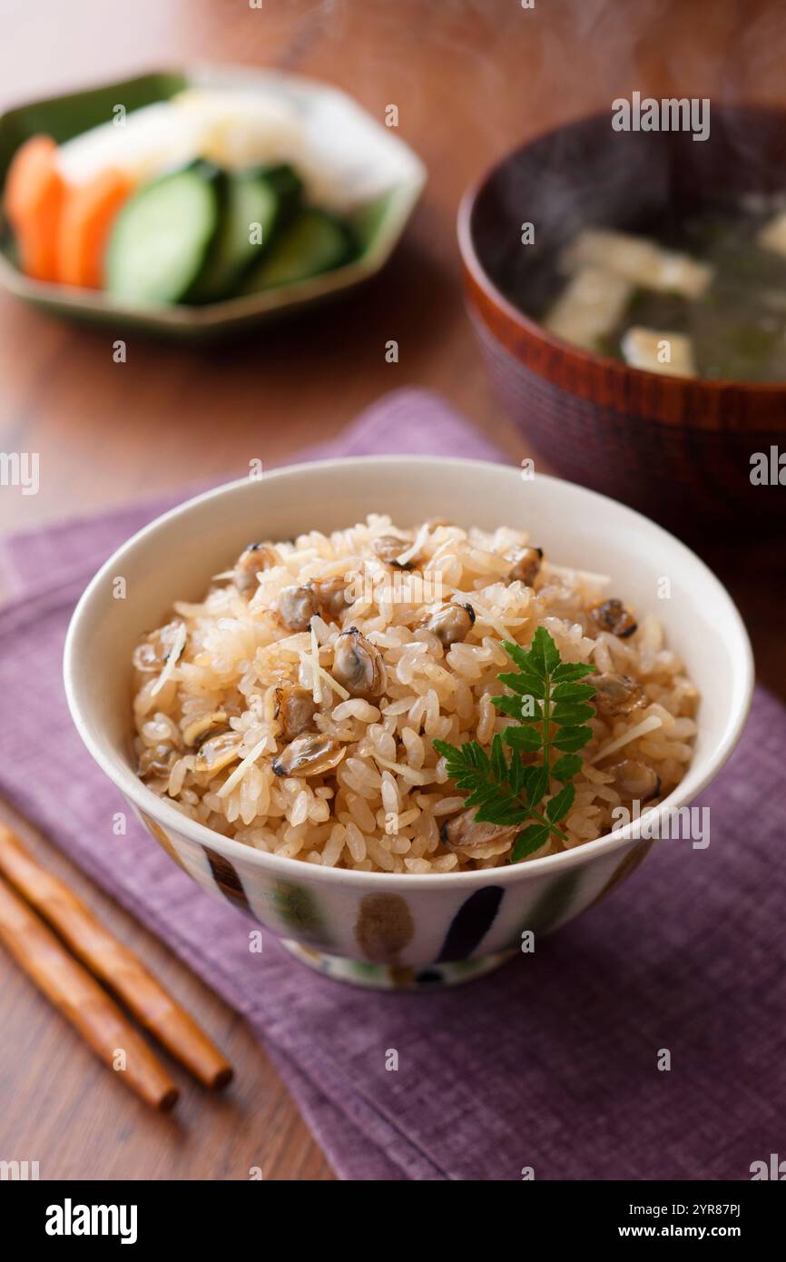 Rice cooked with shijimi Stock Photo - Alamy