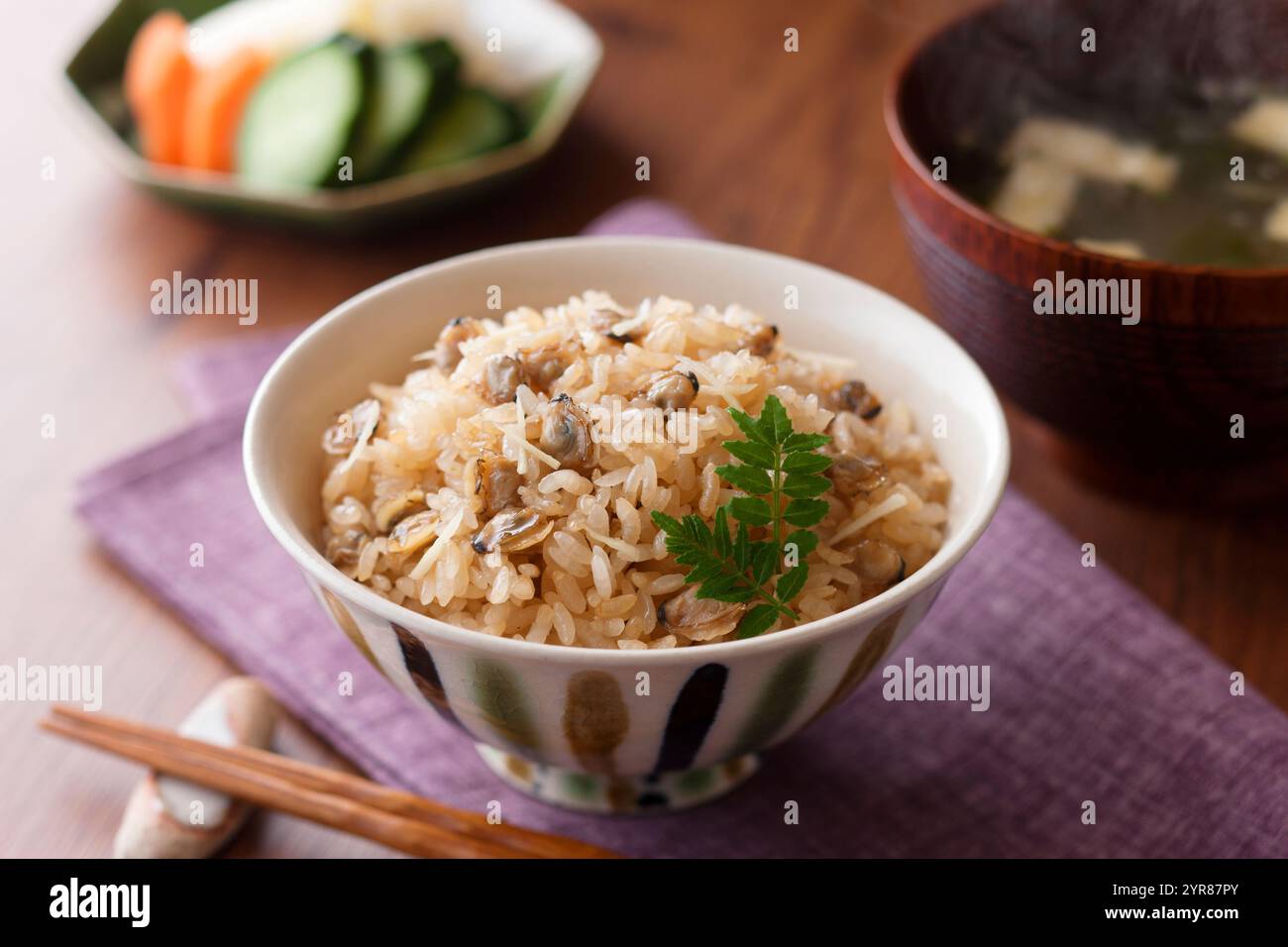 Rice cooked with shijimi Stock Photo - Alamy