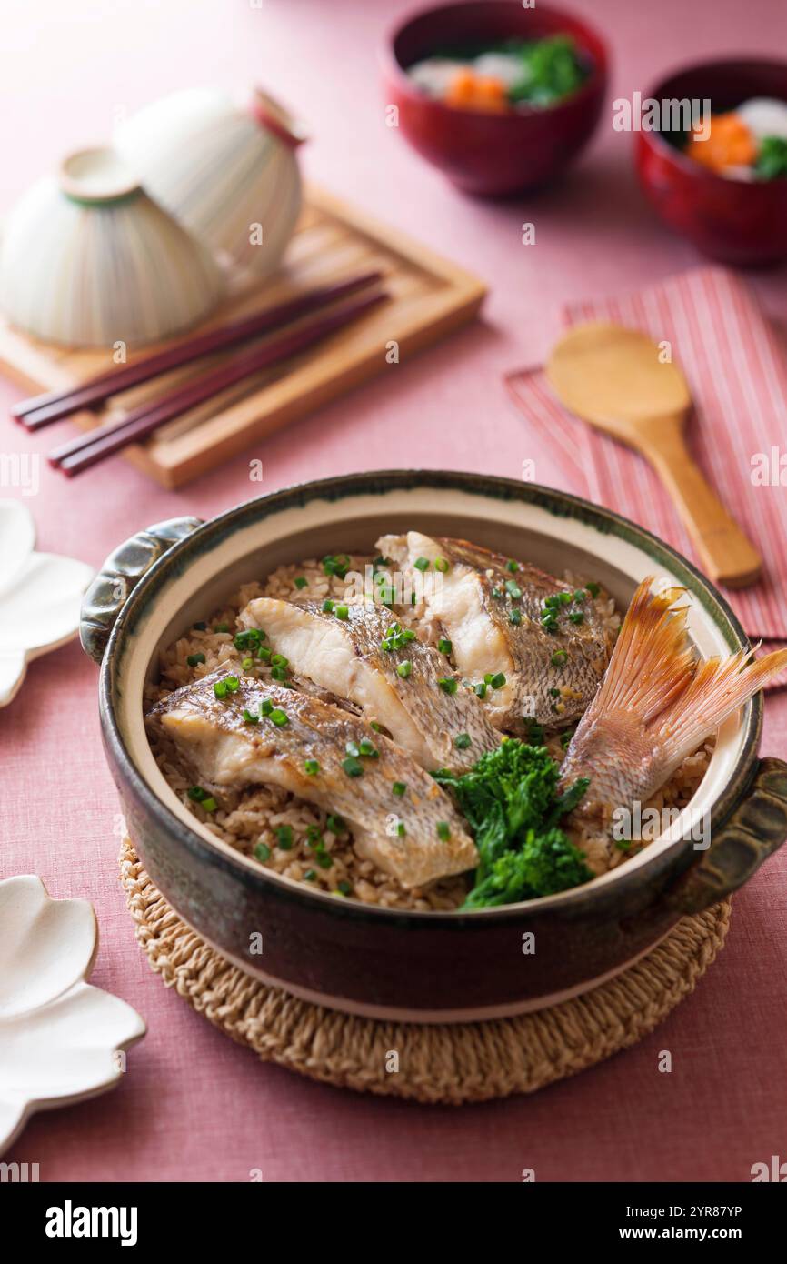Tai-meshi / rice cooked with sea bream Stock Photo - Alamy