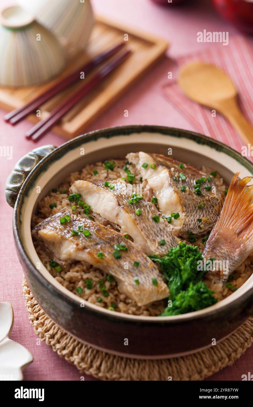 Tai-meshi / rice cooked with sea bream Stock Photo - Alamy