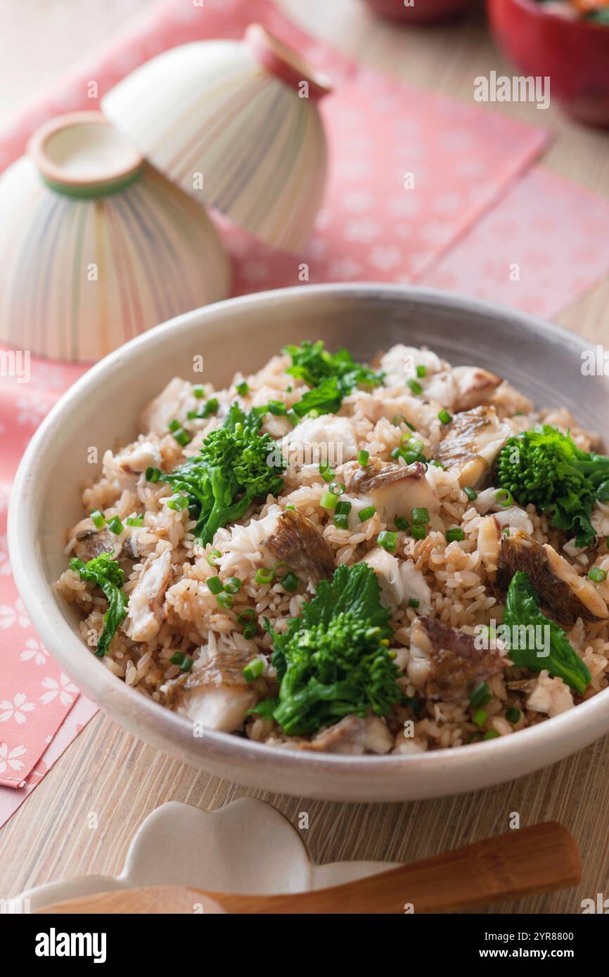 Tai-meshi / Sea bream with takikomi-gohan (rice cooked with sea bream ...