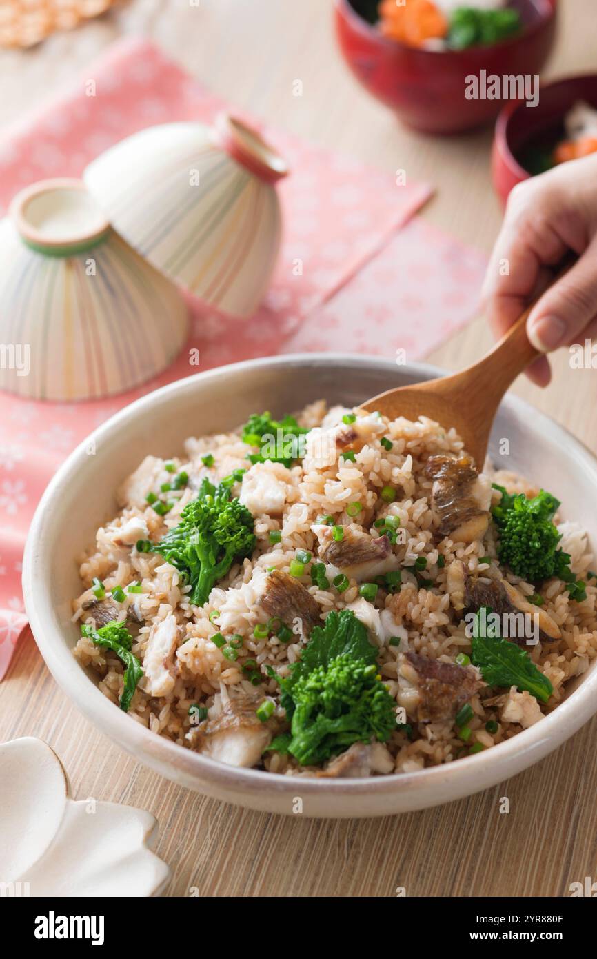 Tai-meshi / Sea bream with takikomi-gohan (rice cooked with sea bream ...