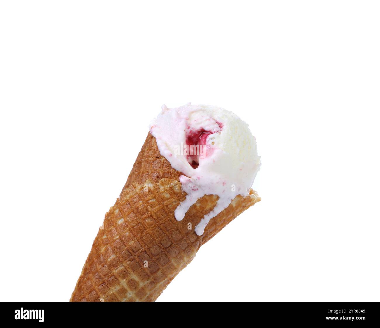 Soft serve ice cream. Red syrup. White background Stock Photo - Alamy