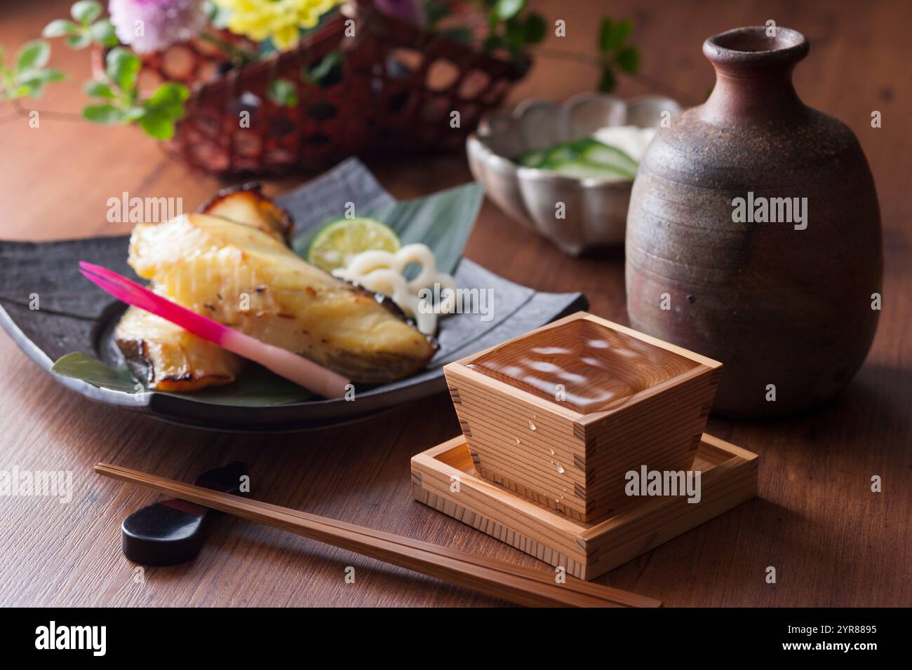 Sake and saikyo baked silver cod Stock Photo - Alamy