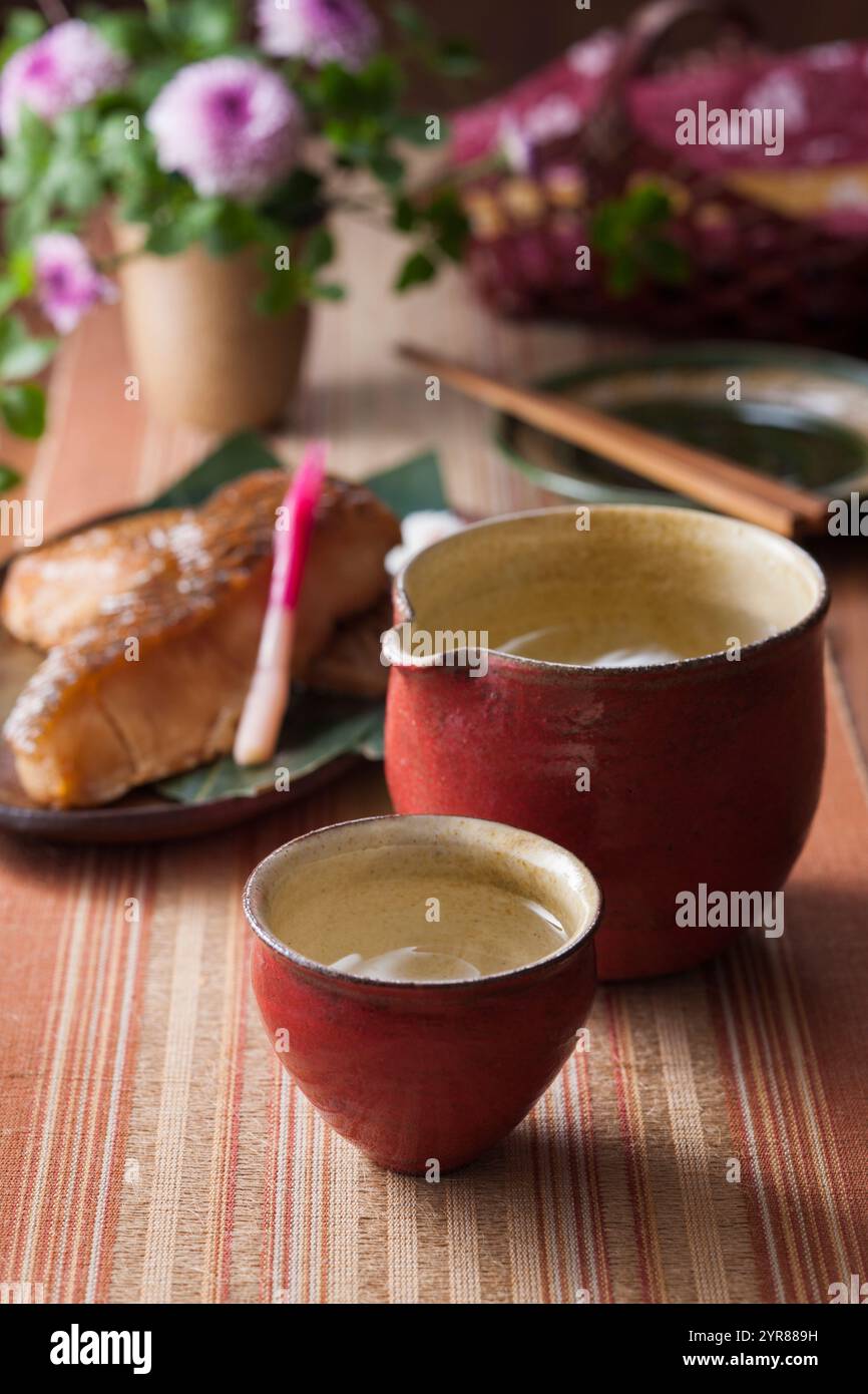 Sake and Miso-glazed Karasugarei Stock Photo - Alamy