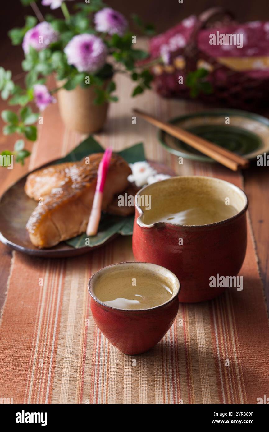 Sake and Miso-glazed Karasugarei Stock Photo - Alamy