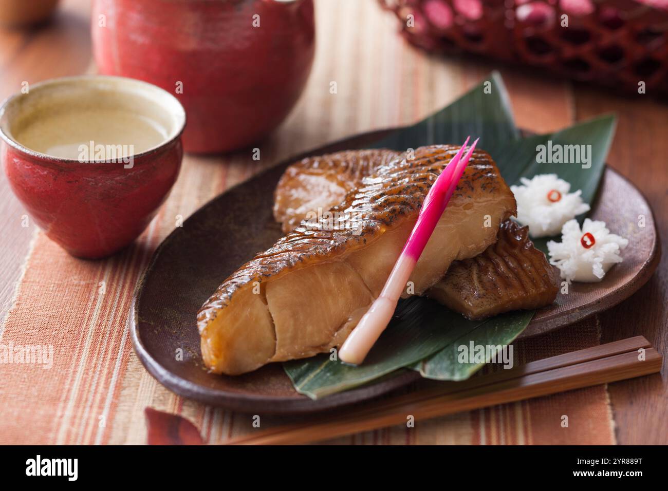 flat fish (Karasu-Garei) grilled in miso and sake Stock Photo - Alamy