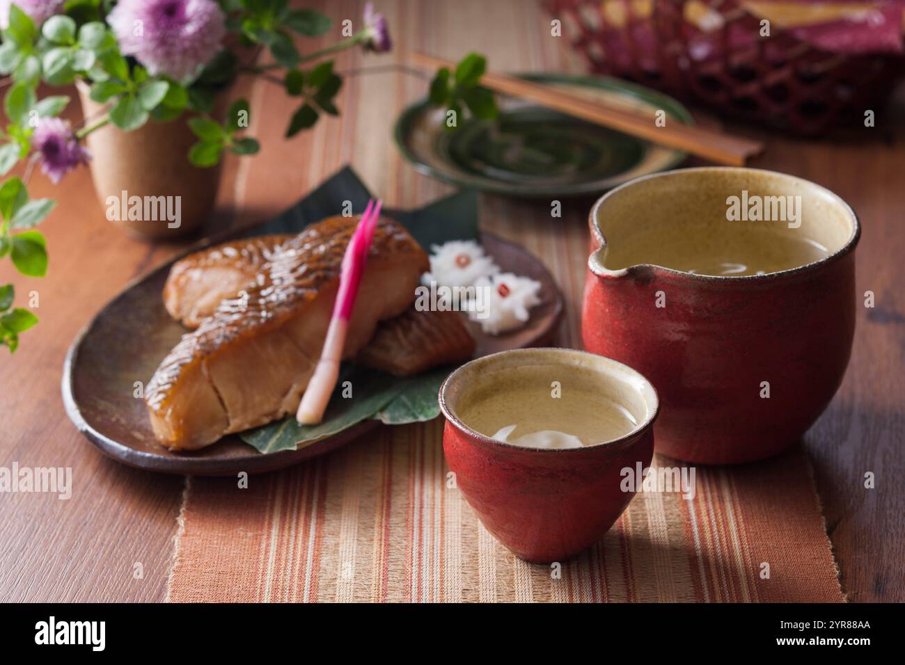 Sake and Miso-glazed Karasugarei Stock Photo - Alamy
