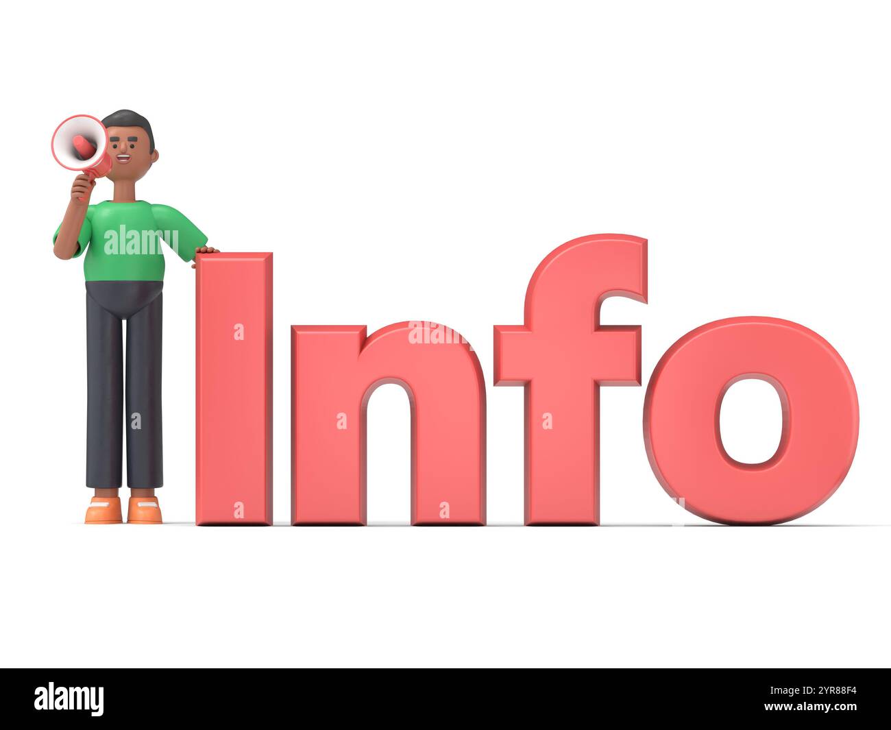 3D illustration of handsome afro man David with a megaphone and word ...