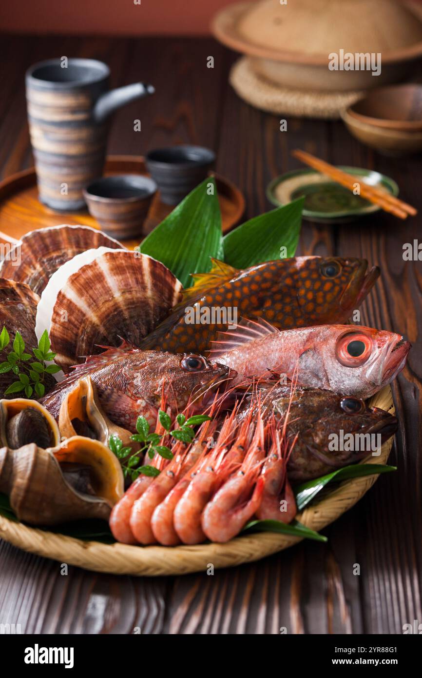 Hokkai fresh fish and sake Stock Photo - Alamy
