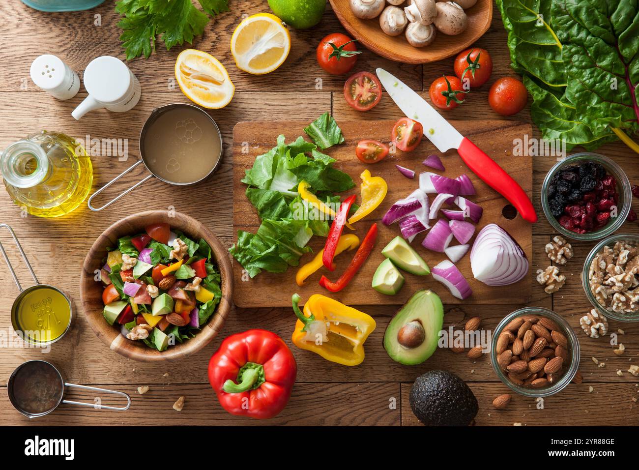 Salad cooking scene Stock Photo - Alamy