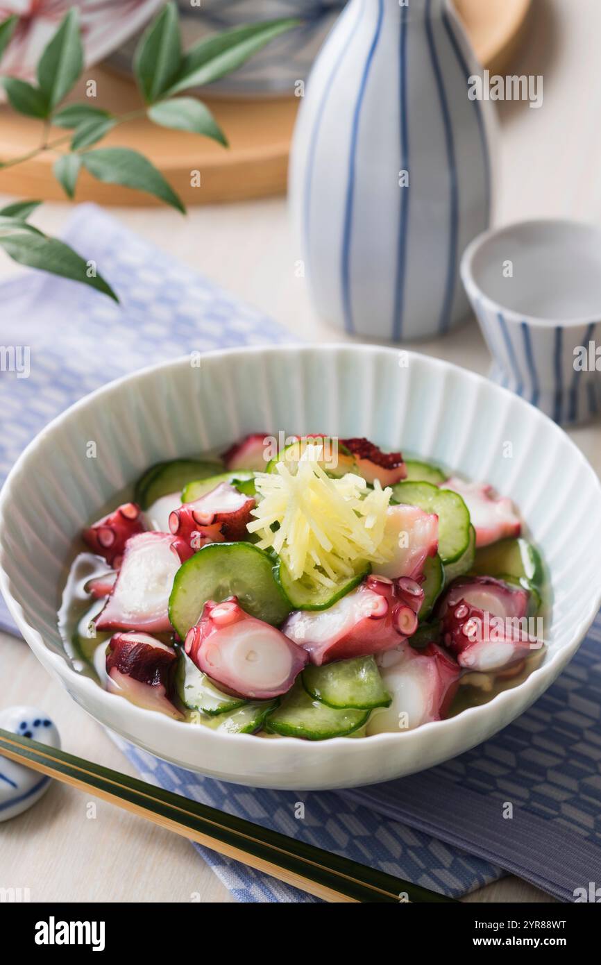 Vinegared octopus and cucumber Stock Photo - Alamy