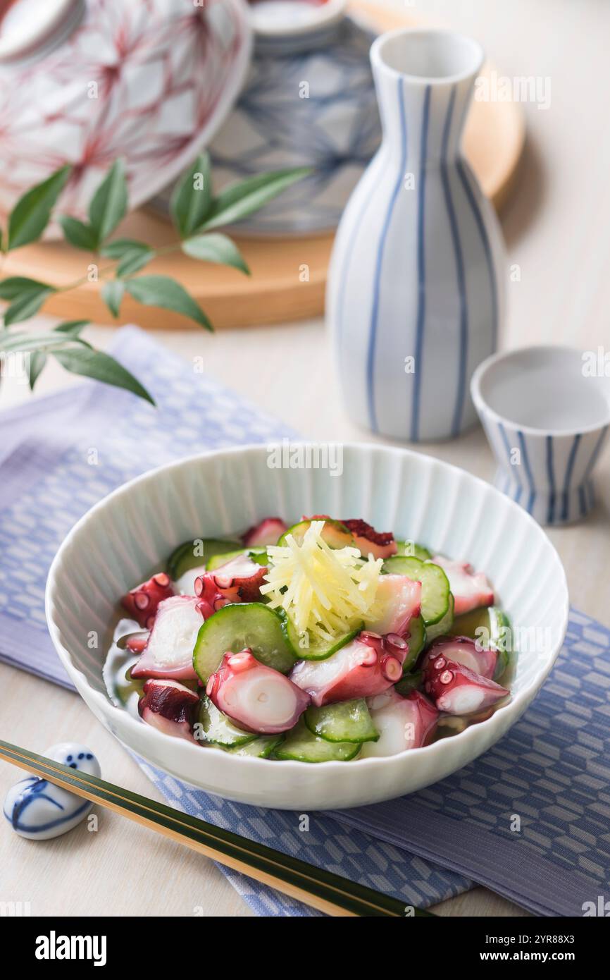 Vinegared octopus and cucumber Stock Photo - Alamy