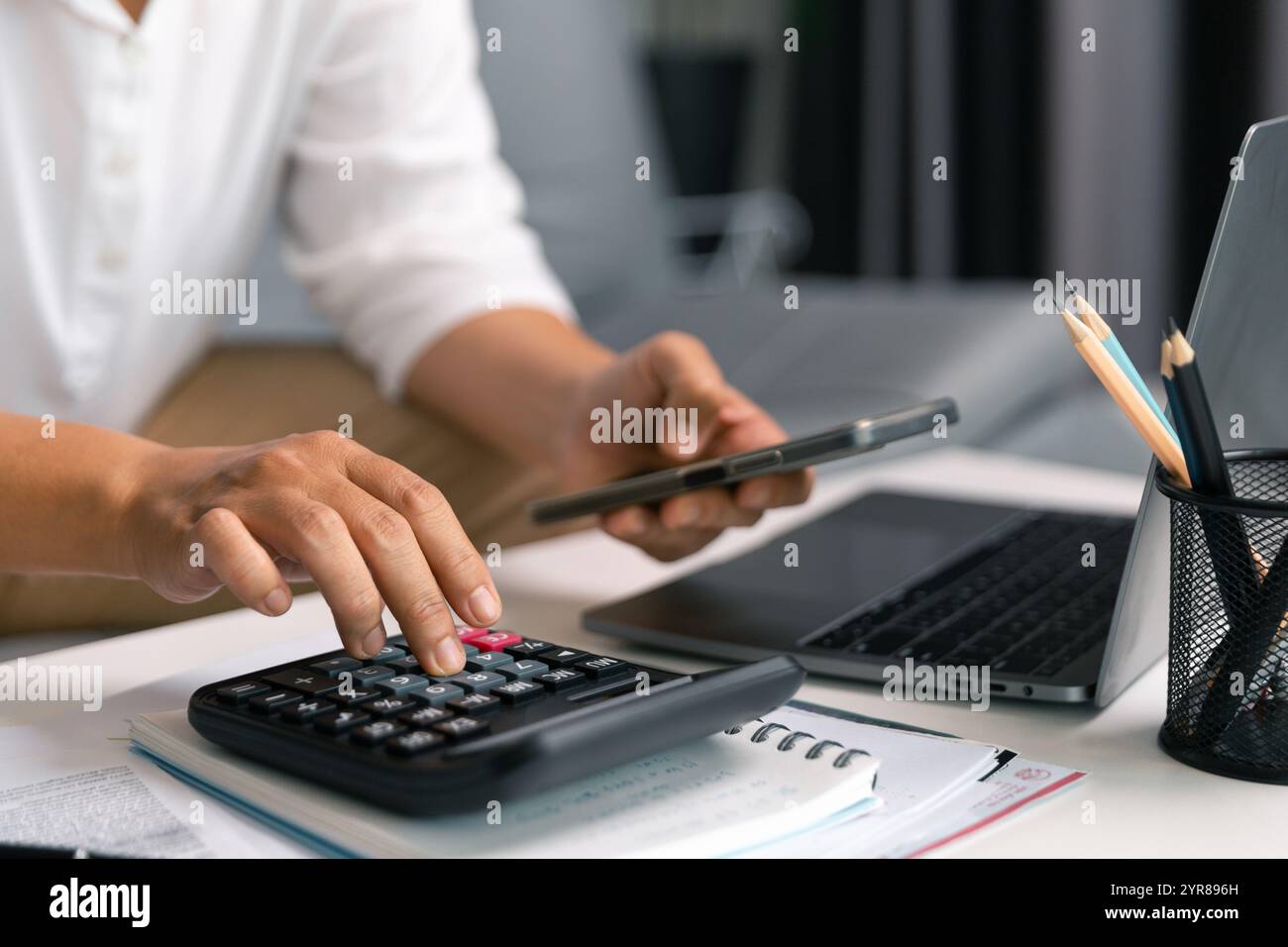 Inspecting finance documents business owner ensured all income and tax ...