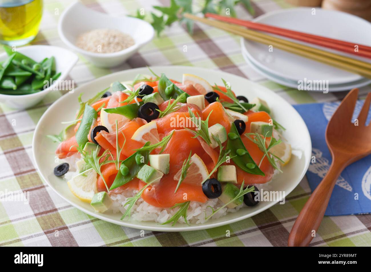 Western-style Chirashi Sushi with Salmon Stock Photo - Alamy