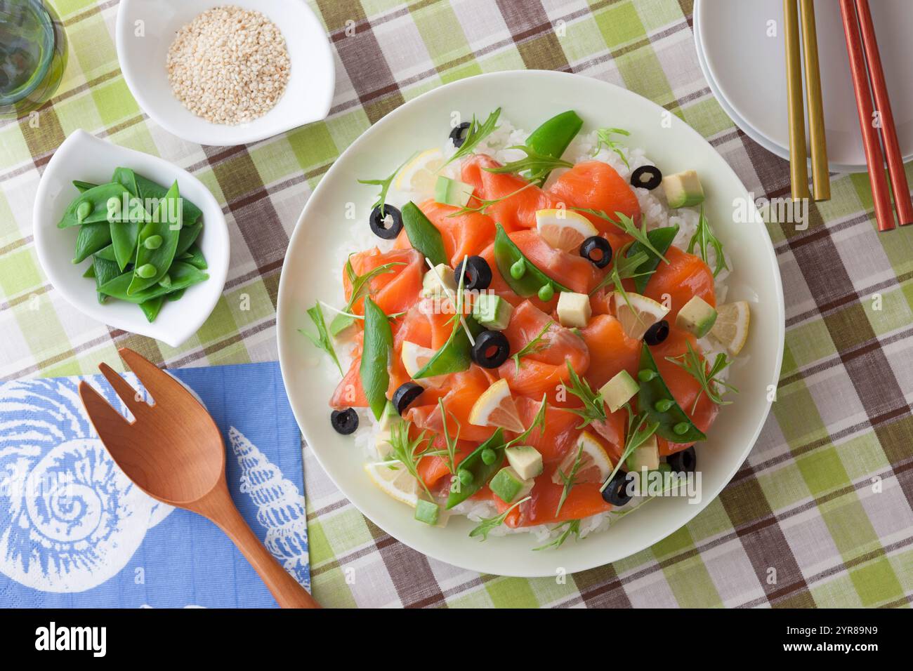 Western-style Chirashi Sushi with Salmon Stock Photo - Alamy