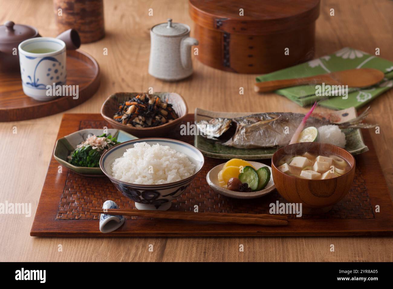 Standard one soup and three vegetables Stock Photo - Alamy