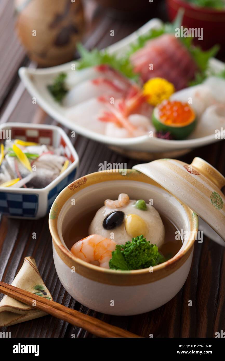 Steamed dishes of kaiseki cuisine Stock Photo - Alamy