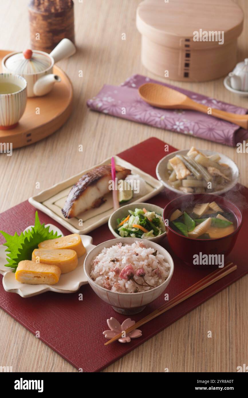 Spring one soup and three vegetables Stock Photo - Alamy