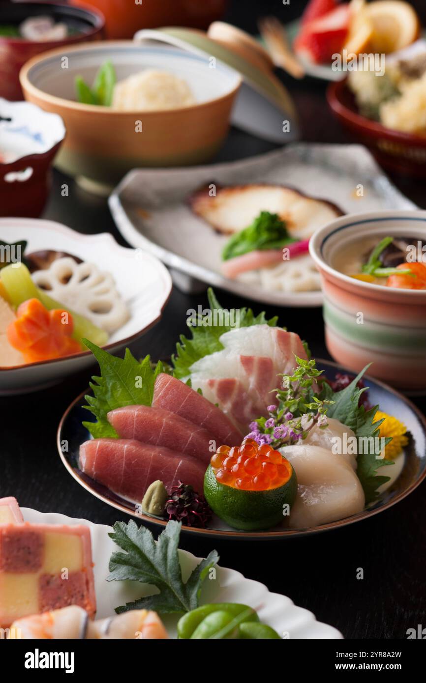 Side Dishes of kaiseki course Stock Photo - Alamy