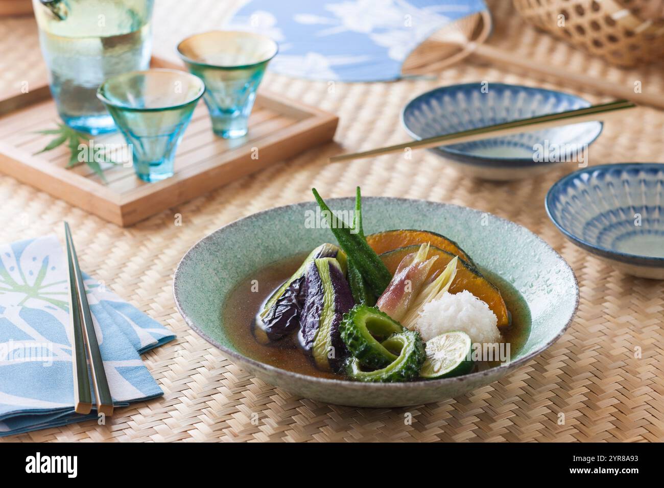 Deep-fried and soaked summer vegetables Stock Photo - Alamy