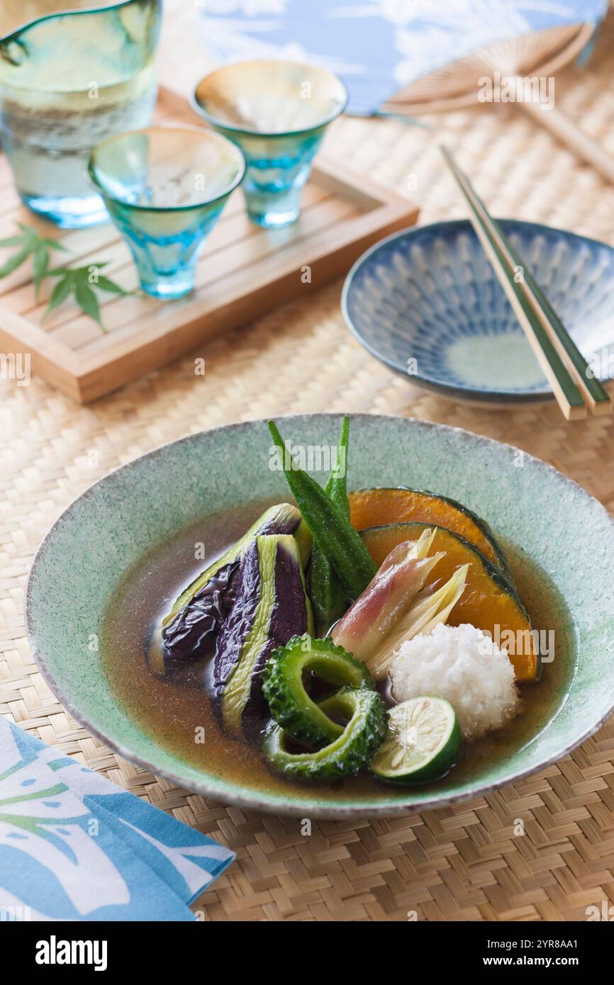 Deep-fried and soaked summer vegetables Stock Photo - Alamy