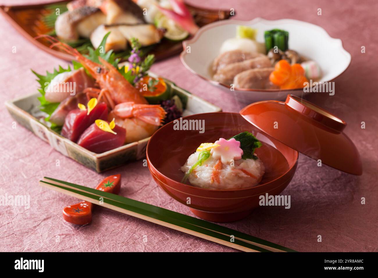 Crab cake and kappo meal Stock Photo - Alamy