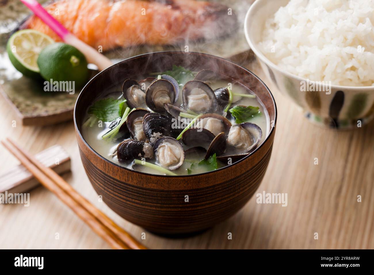 Miso soup with shijimi clam Stock Photo - Alamy