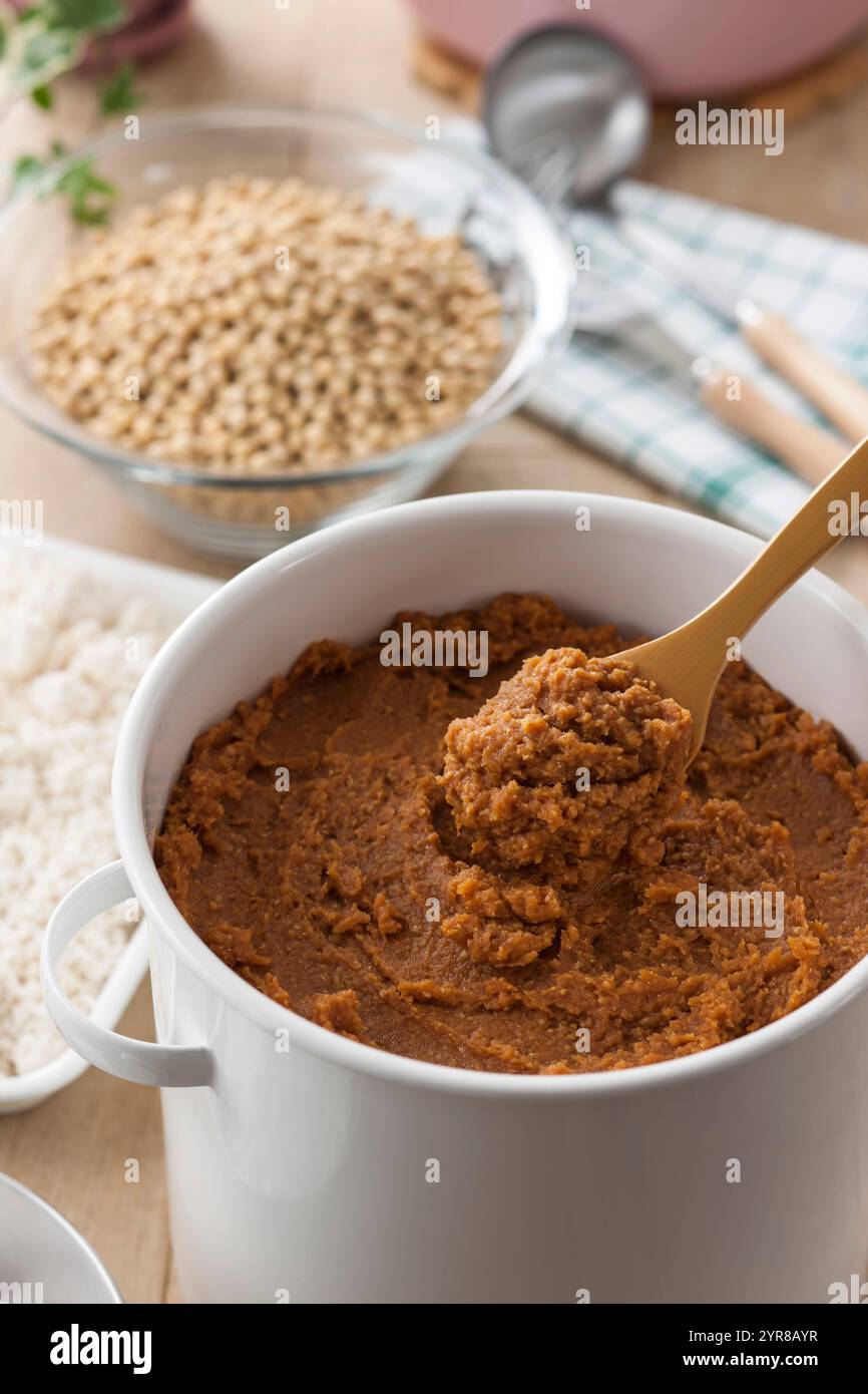 Handmade miso and its ingredients Stock Photo - Alamy